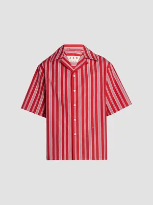 Marni Striped Cotton-blend Camp Shirt - Lacquer