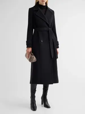 Cinzia Rocca Virgin Wool Double-breasted Longline Coat - Black