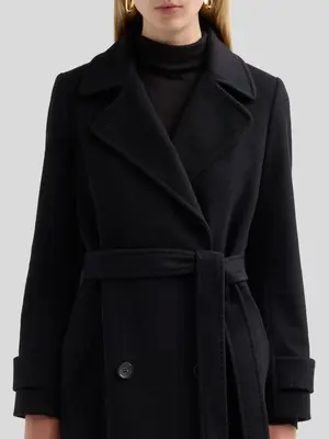 Cinzia Rocca Virgin Wool Double-breasted Longline Coat - Black
