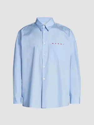 Marni Logo Cotton Poplin Shirt - Light Blue