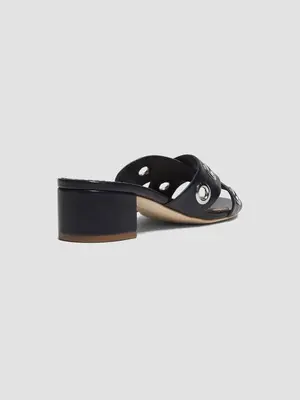 Cinq À Sept Maya Crisscross Grommet Leather Sandals - Navy