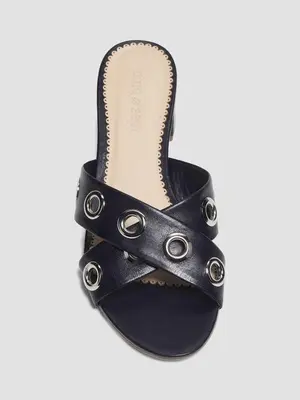 Cinq À Sept Maya Crisscross Grommet Leather Sandals - Navy