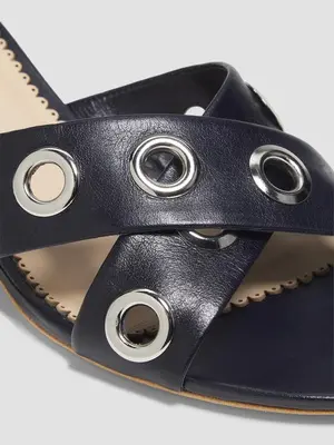 Cinq À Sept Maya Crisscross Grommet Leather Sandals - Navy