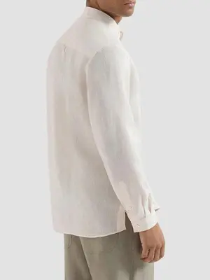 Brunello Cucinelli Linen Easy Fit Shirt With Mandarin Collar