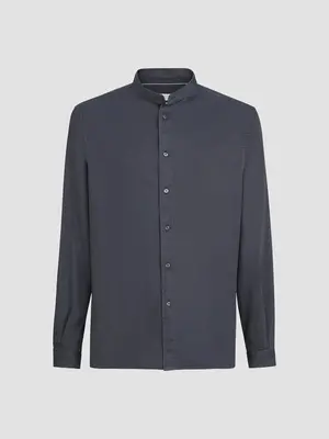 Brunello Cucinelli Gart Dyed Easy Fit Shirt In Cotton Twill - Anthracite