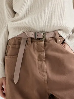 Brunello Cucinelli Suede Belt With Shiny Loop - Light Brown