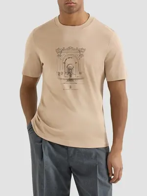 Brunello Cucinelli Cotton Interlock Crewneck T-shirt With Print