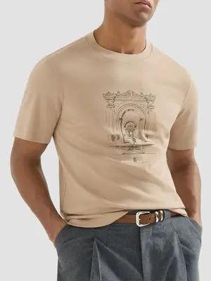 Brunello Cucinelli Cotton Interlock Crewneck T-shirt With Print