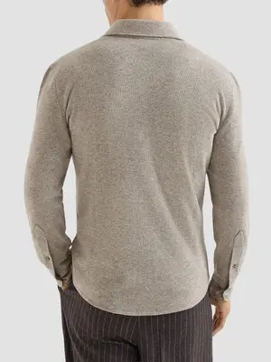 Brunello Cucinelli Virgin Wool, Cashmere And Silk Knit Shirt - Stone Grey