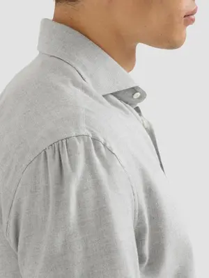 Brunello Cucinelli Stretch Cotton Chevron Flannel Shirt With Spread Collar - Grey