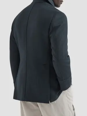 Brunello Cucinelli Wool And Cashmere Cavalry Peacoat With Metal Buttons