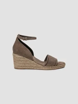 Brunello Cucinelli Suede Espadrille Wedge Sandals - Grey