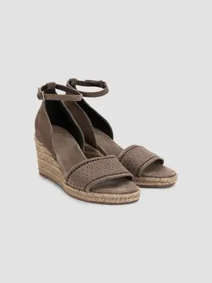 Brunello Cucinelli Suede Espadrille Wedge Sandals