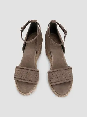 Brunello Cucinelli Suede Espadrille Wedge Sandals