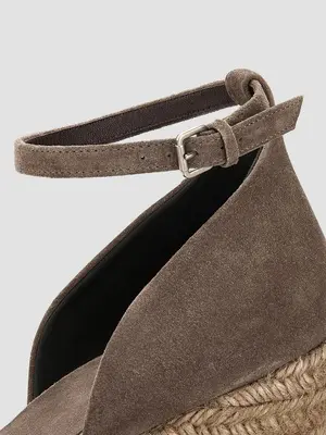 Brunello Cucinelli Suede Espadrille Wedge Sandals