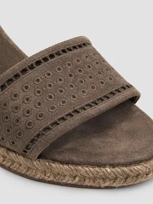 Brunello Cucinelli Suede Espadrille Wedge Sandals