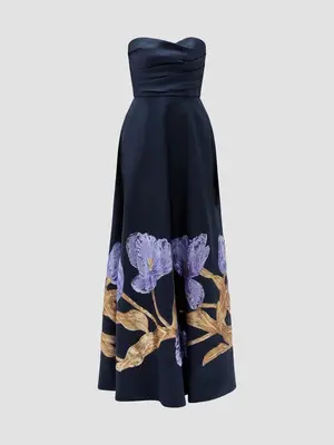 Amsale Tulip-sequined Strapless Gown - Navy