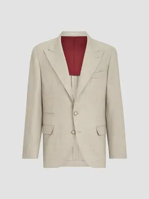 Brunello Cucinelli Mouliné Virgin Wool Twill Deconstructed Blazer - Beige