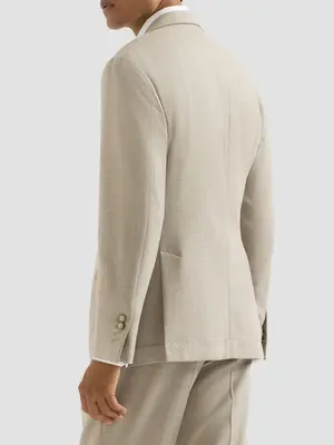 Brunello Cucinelli Mouliné Virgin Wool Twill Deconstructed Blazer - Beige