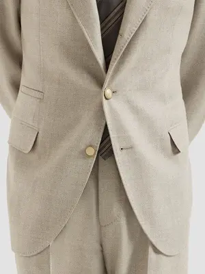 Brunello Cucinelli Mouliné Virgin Wool Twill Deconstructed Blazer - Beige