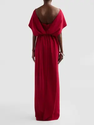 Amsale Stretch Crepe Scarf Column Gown