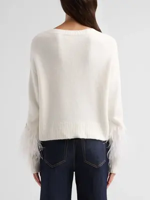 Cinq À Sept Brianne Feather-trim V-neck Sweater
