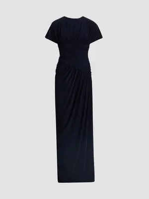 Amsale Draped Jersey Column Gown