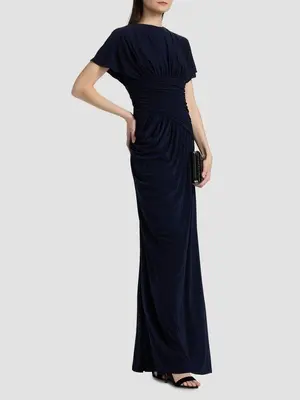 Amsale Draped Jersey Column Gown
