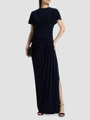 Amsale Draped Jersey Column Gown