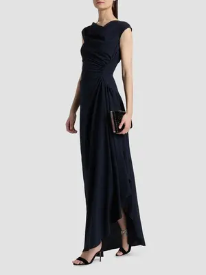 Amsale Pinched Jersey A-line Gown