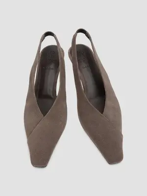 Brunello Cucinelli Suede Snip-toe Slingback Pumps