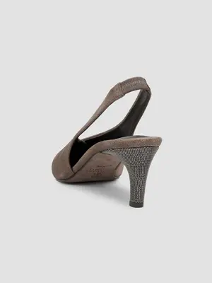 Brunello Cucinelli Suede Snip-toe Slingback Pumps