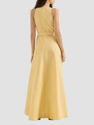 Brunello Cucinelli Techno Cotton Poplin Belted Dress - Yellow