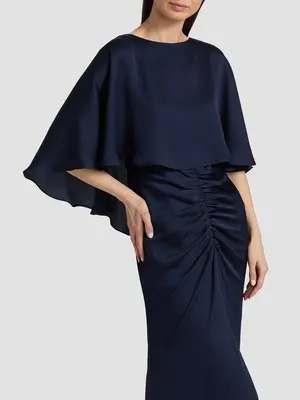 Amsale Capelet Ruched Gown