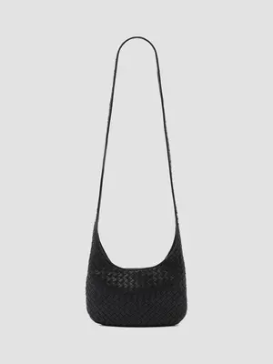 Bottega Veneta Small Veneto Leather Crossbody Bag - Black Silver