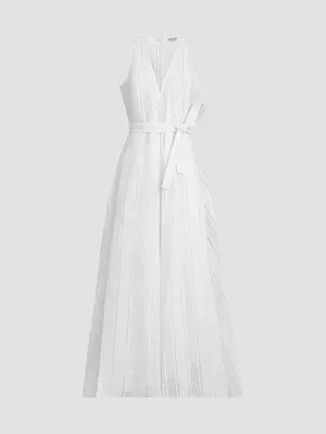 Brunello Cucinelli Techno Cotton Poplin Broderie Anglaise Dress