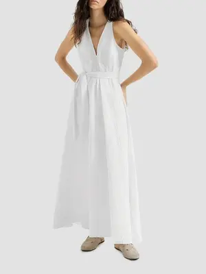 Brunello Cucinelli Techno Cotton Poplin Broderie Anglaise Dress