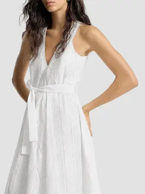 Brunello Cucinelli Techno Cotton Poplin Broderie Anglaise Dress