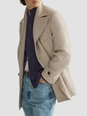 Brunello Cucinelli Cashmere Chevron Flannel Four-pocket Peacoat