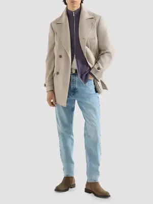 Brunello Cucinelli Cashmere Chevron Flannel Four-pocket Peacoat