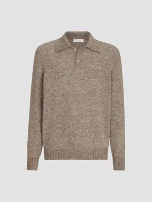 Brunello Cucinelli Alpaca, Cashmere And Wool Knit Polo Shirt