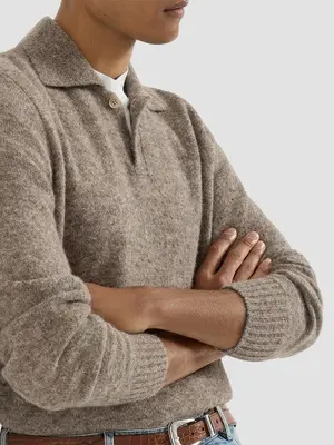 Brunello Cucinelli Alpaca, Cashmere And Wool Knit Polo Shirt