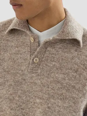 Brunello Cucinelli Alpaca, Cashmere And Wool Knit Polo Shirt