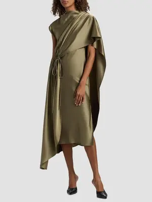 Amsale Satin Draped Cocktail Dress
