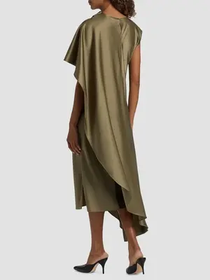 Amsale Satin Draped Cocktail Dress