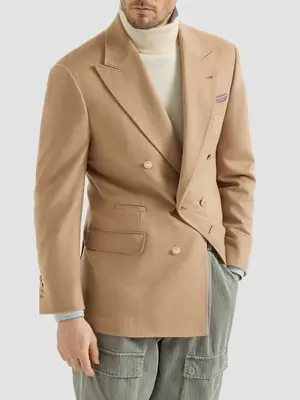 Brunello Cucinelli Flannel One-and-a-half Breasted Tailor Blazer - Camel