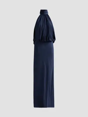 Amsale Blouson Halter Gown - Navy
