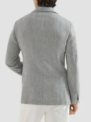 Brunello Cucinelli Wool, Alpaca And Silk Chevron Deconstructed Blazer