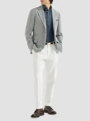Brunello Cucinelli Wool, Alpaca And Silk Chevron Deconstructed Blazer