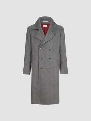 Brunello Cucinelli Cashmere Chevron Flannel One-and-a Half Breasted Coat